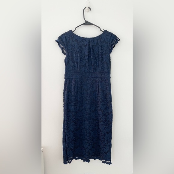 Calvin Klein | Dresses | Calvin Klein Navy Blue Lace Midi Dress Fits ...